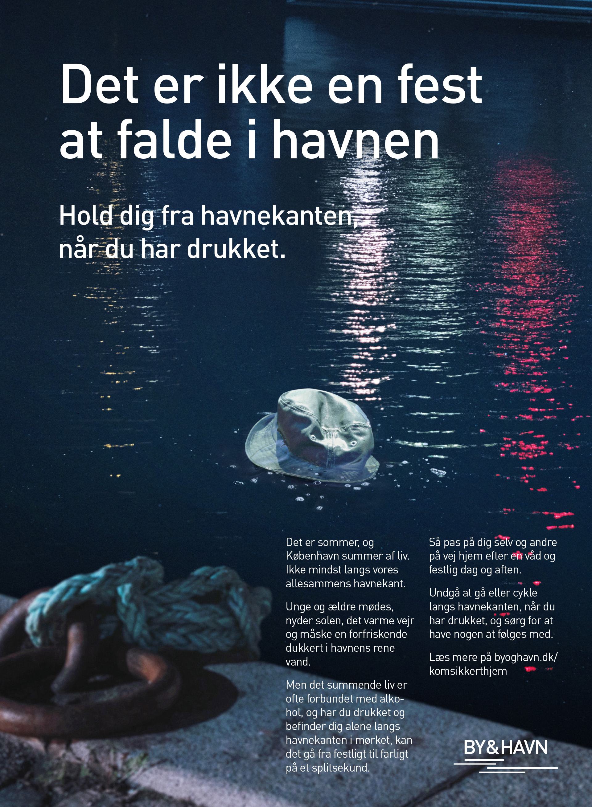 Ny informationskampagne:Det er ikke en fest at falde i havnen - By & Havn